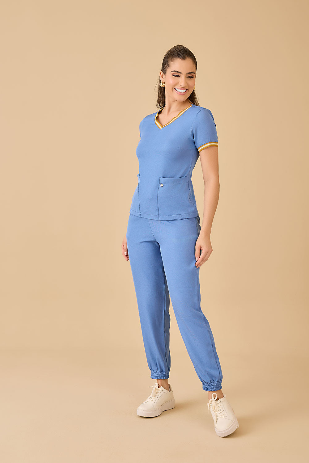 Scrub Feminino Luiza - Azul Farda – Sarita Scrubs